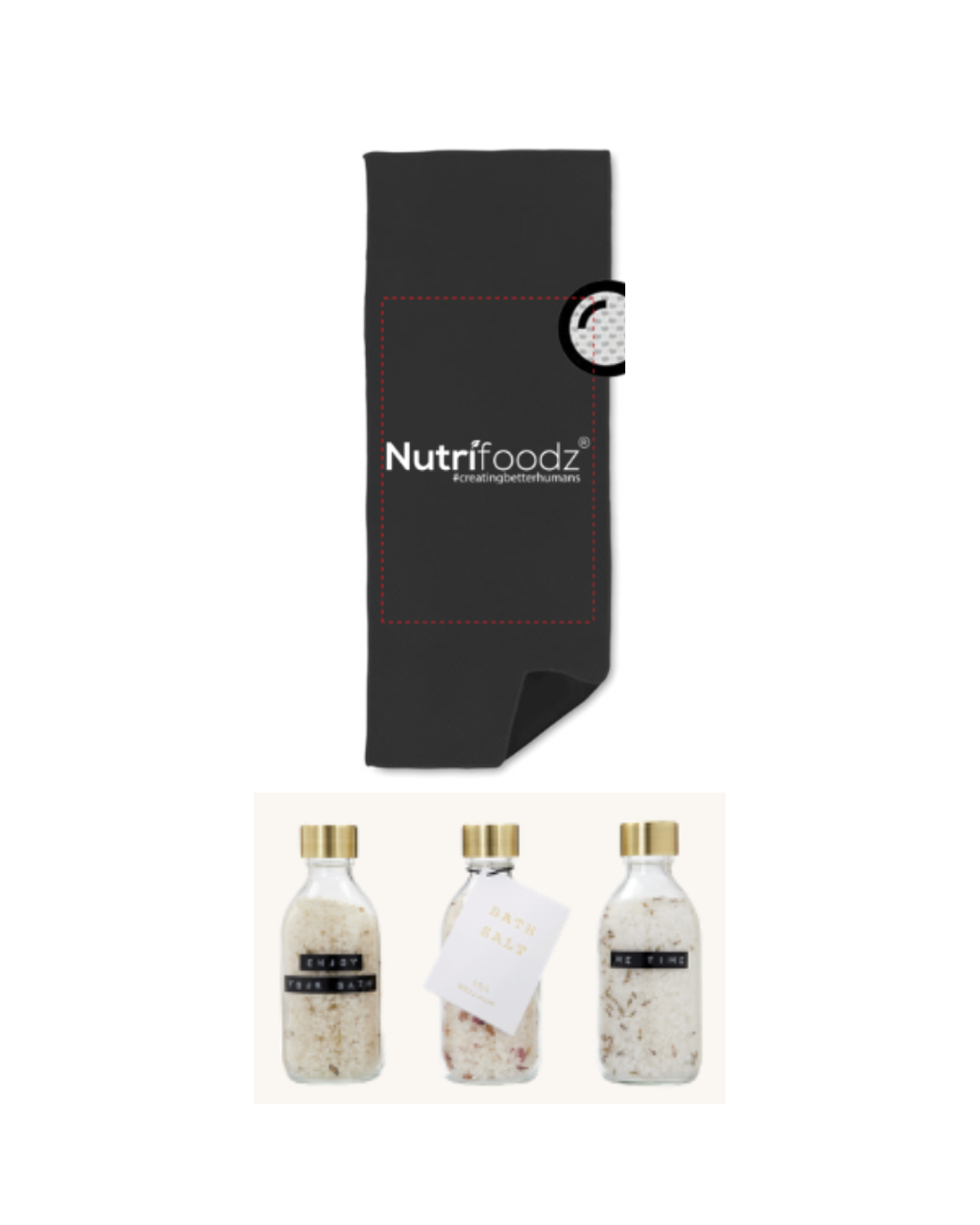 Nutrifoodz Relax pakket (Badzout + Handdoek) • Nutrifoodz